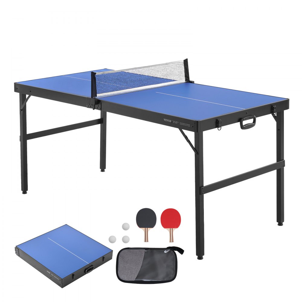 VEVOR Mid-Size Ping Pong Table Foldable Table Tennis Game Table Indoor ...