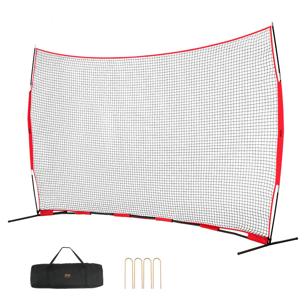VEVOR Barricade Backstop Net, 16x10 ft Ball Sports Barrier Netting, Portable Practice Equipment ...