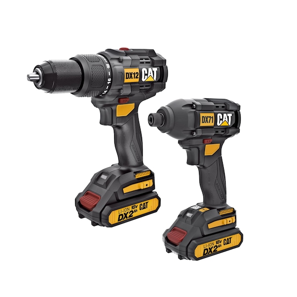 Caterpillar Cat 18V Cordless Hammer Drill and Impact Driver Combo Kit ...