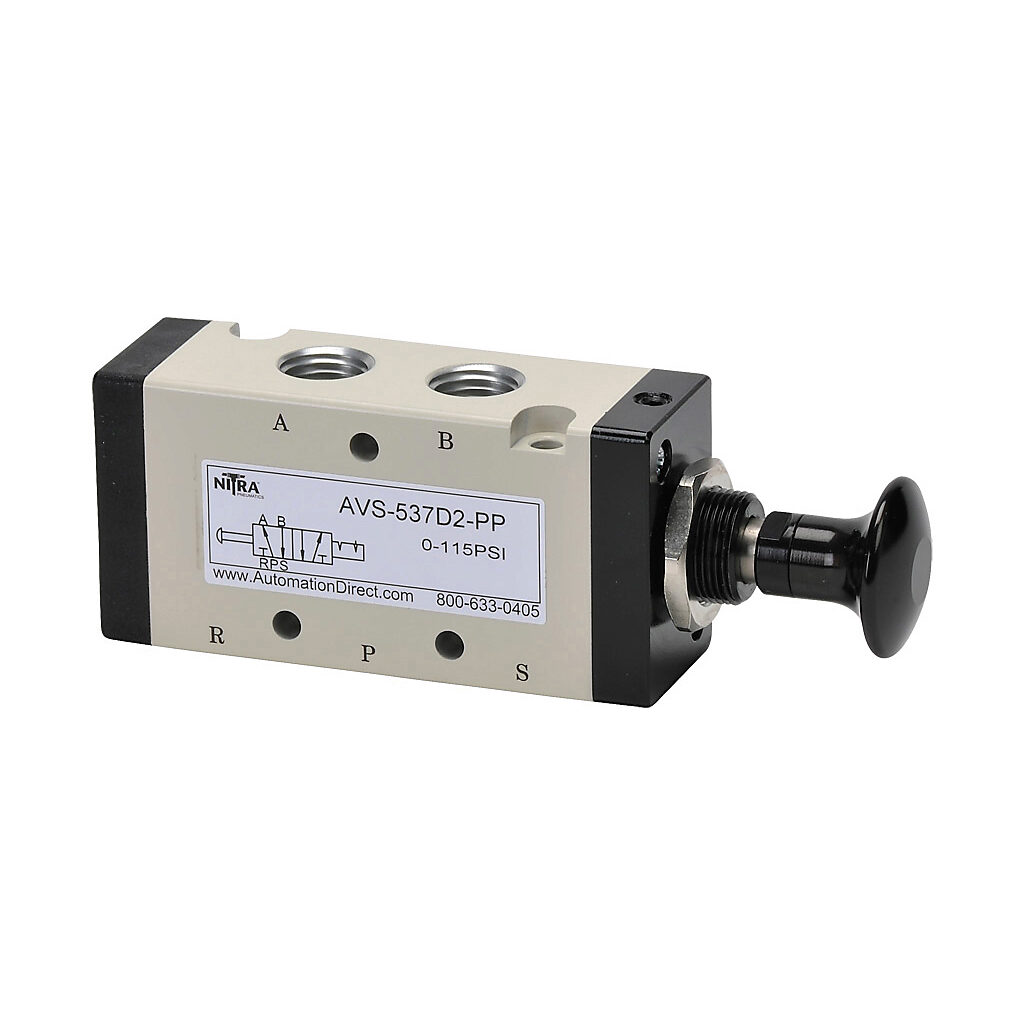 AVS-537D2-PP - NITRA manual valve, 5-port (4-way), 2-position, push ...